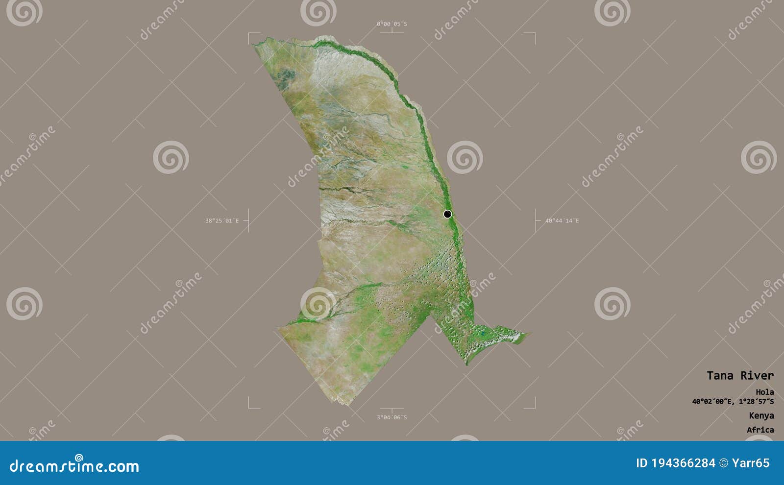 Tana River - Kenya. Bounding Box. Satellite Stock Illustration ...