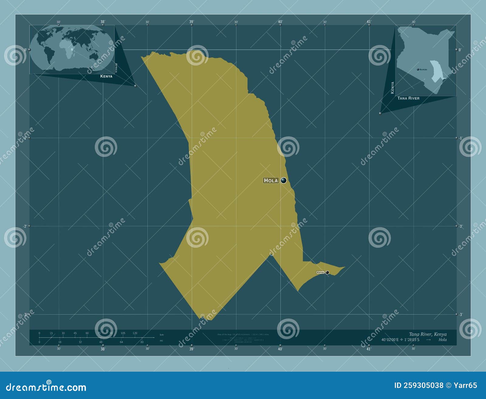 Tana River, Kenya. Solid. Labelled Points of Cities Stock Illustration ...