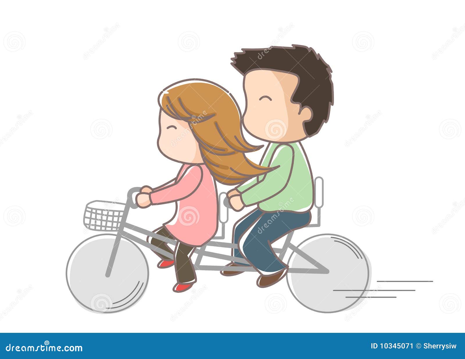 Tandem Bicycle. Cartoon Team On Bike, Teamwork Or Collective Relaxing ...