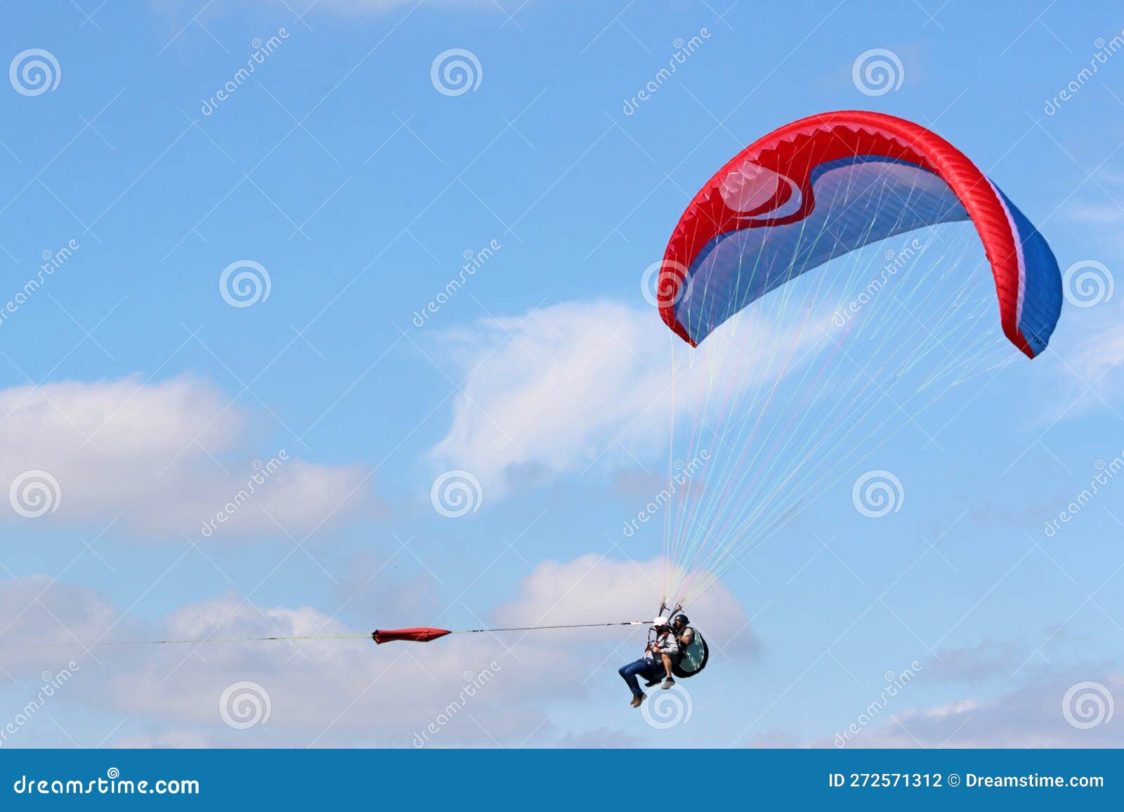 Tandem Paraglider Being Towed by a Winch Stock Photo - Image of ...