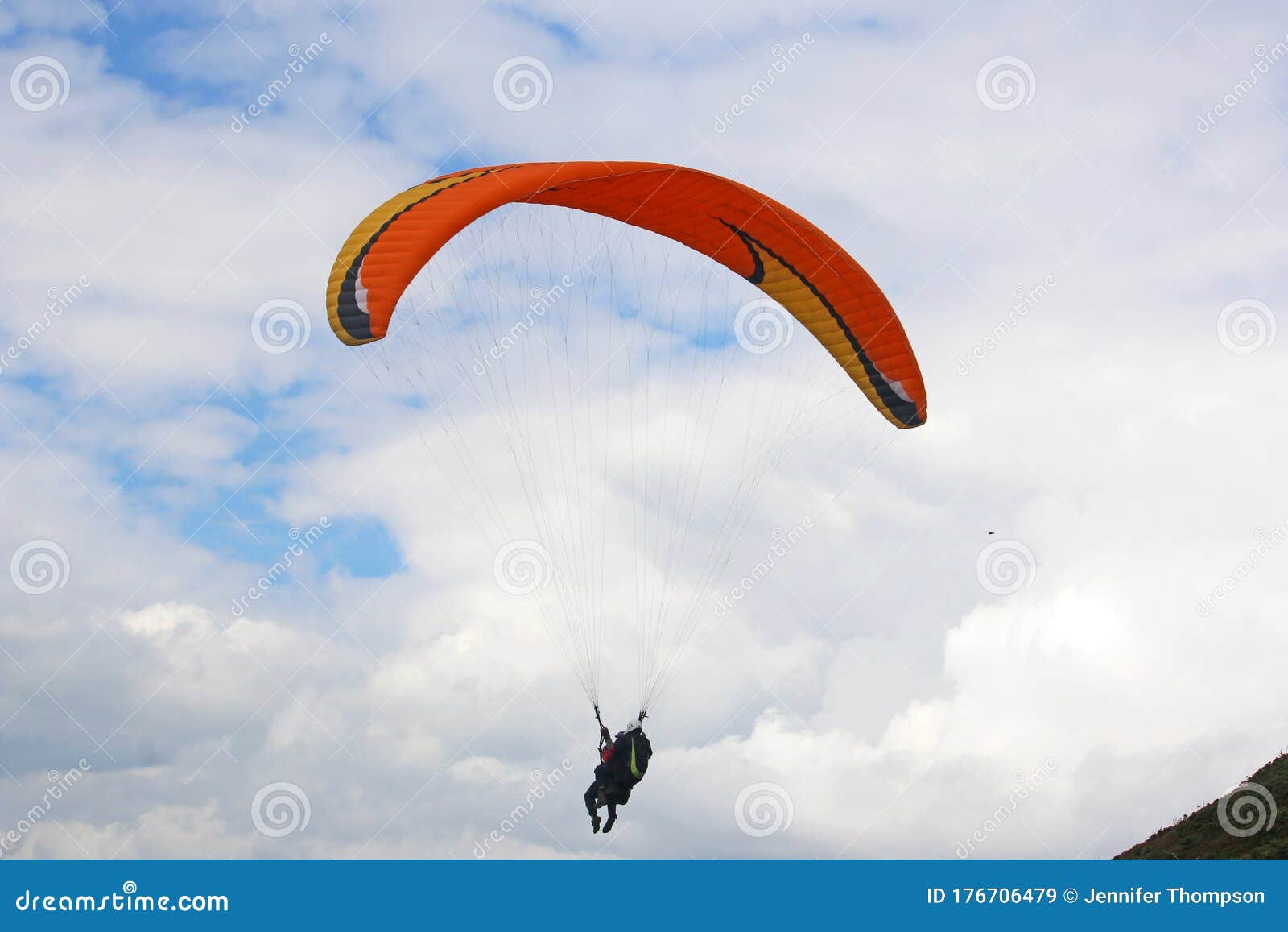 Tandem Paraglider Flying Wing in a Blue Sky Stock Image - Image of ...