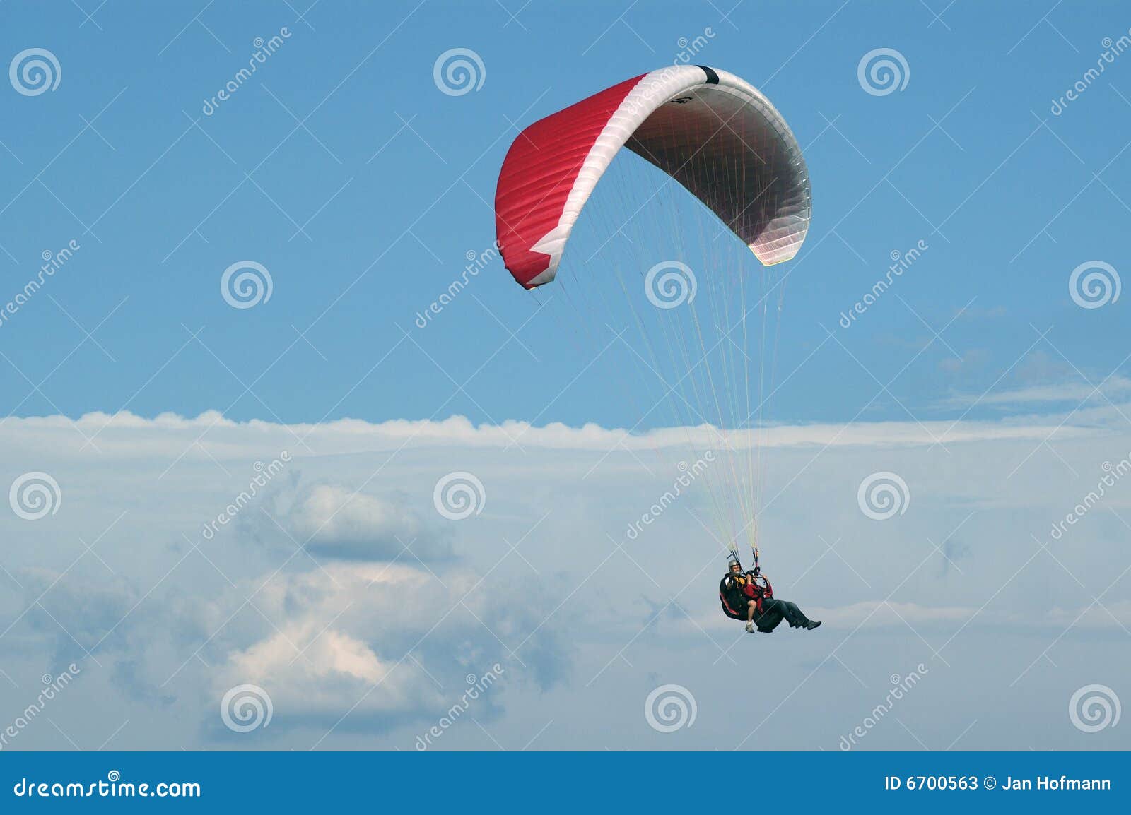 Tandem Paragliding High in Clouds Stock Image - Image of flight ...