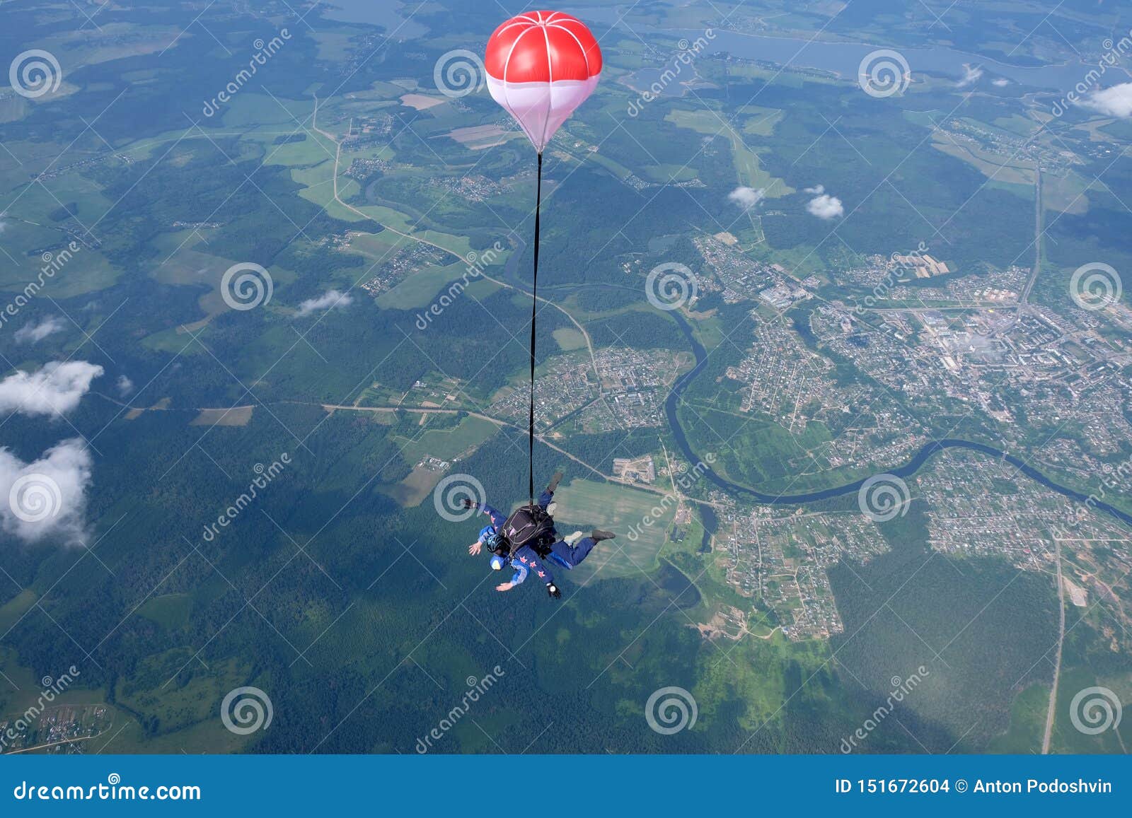 Tandem Skydiving. Freefall. Top View. Stock Photo - Image of adrenaline ...