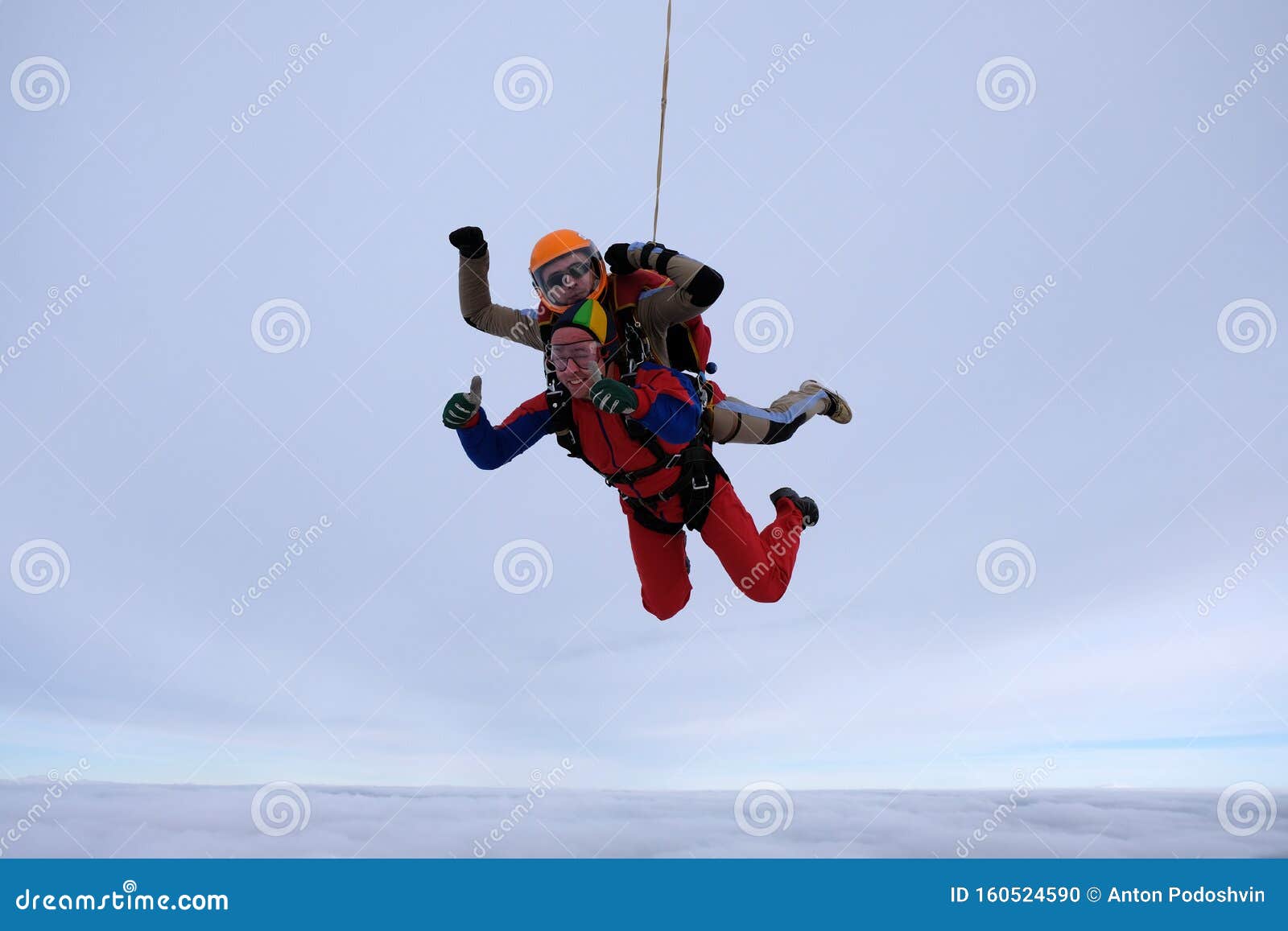 Tandem Skydiving. Twe Men are in the Sky. Stock Photo - Image of ...