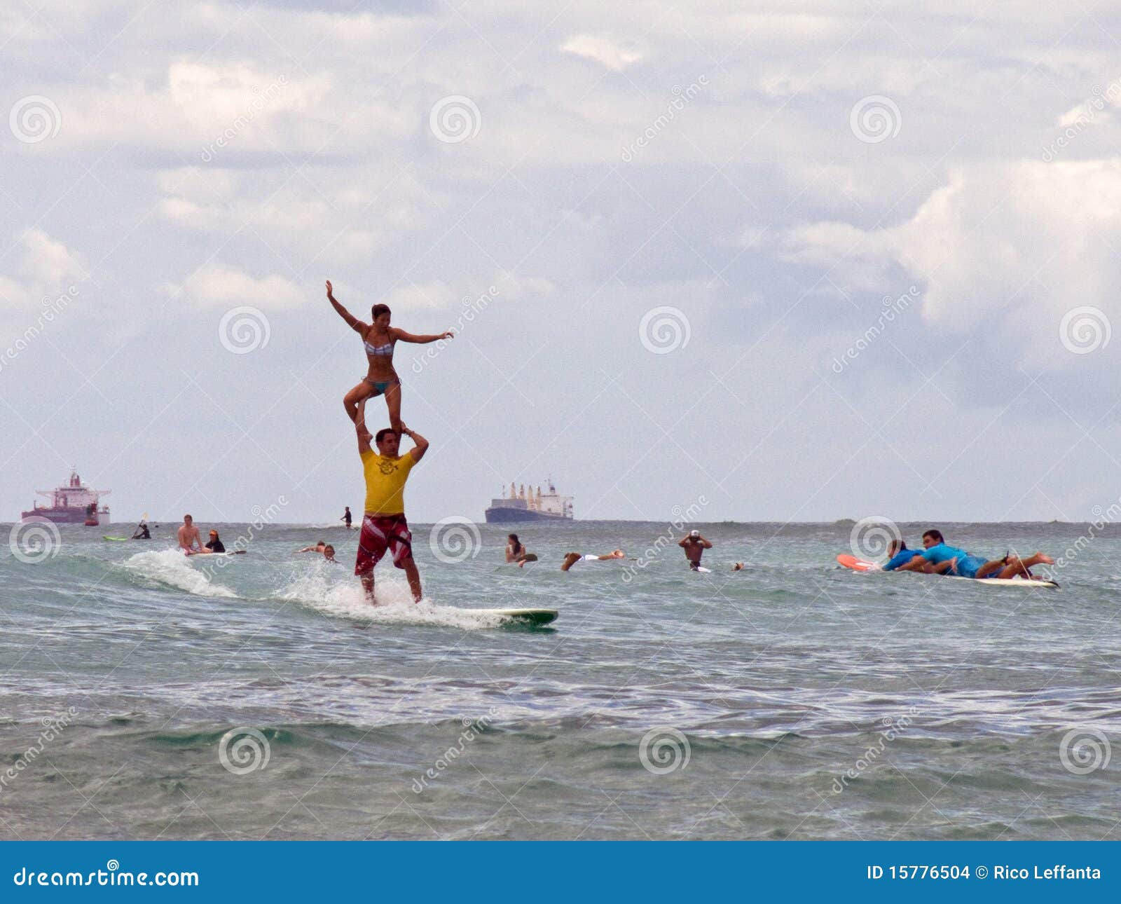 Tandem Surfers editorial stock image. Image of longboard - 15776504