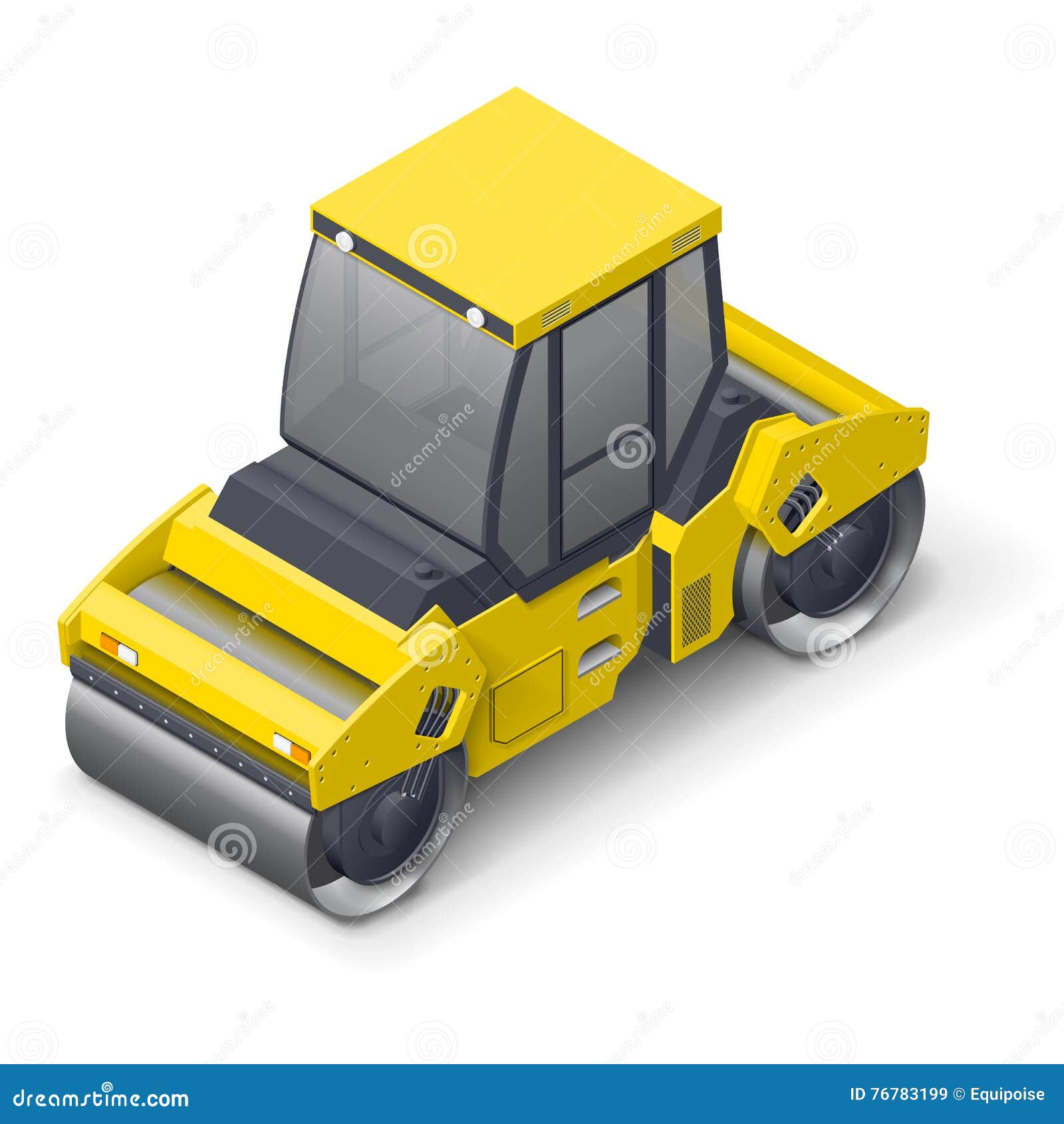 Vibratory Roller In Outline Style. Side, Back And Front View ...