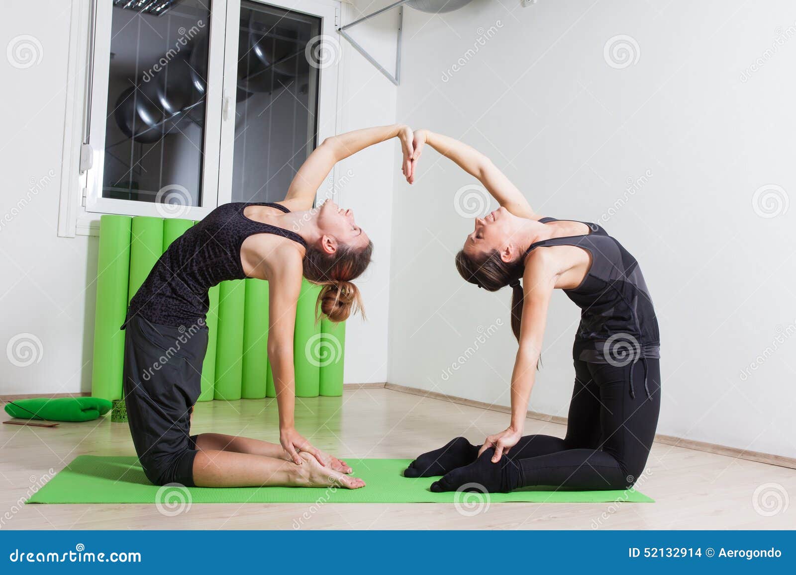 Tandem yoga stock photo. Image of asana, meditation, happy - 52132914