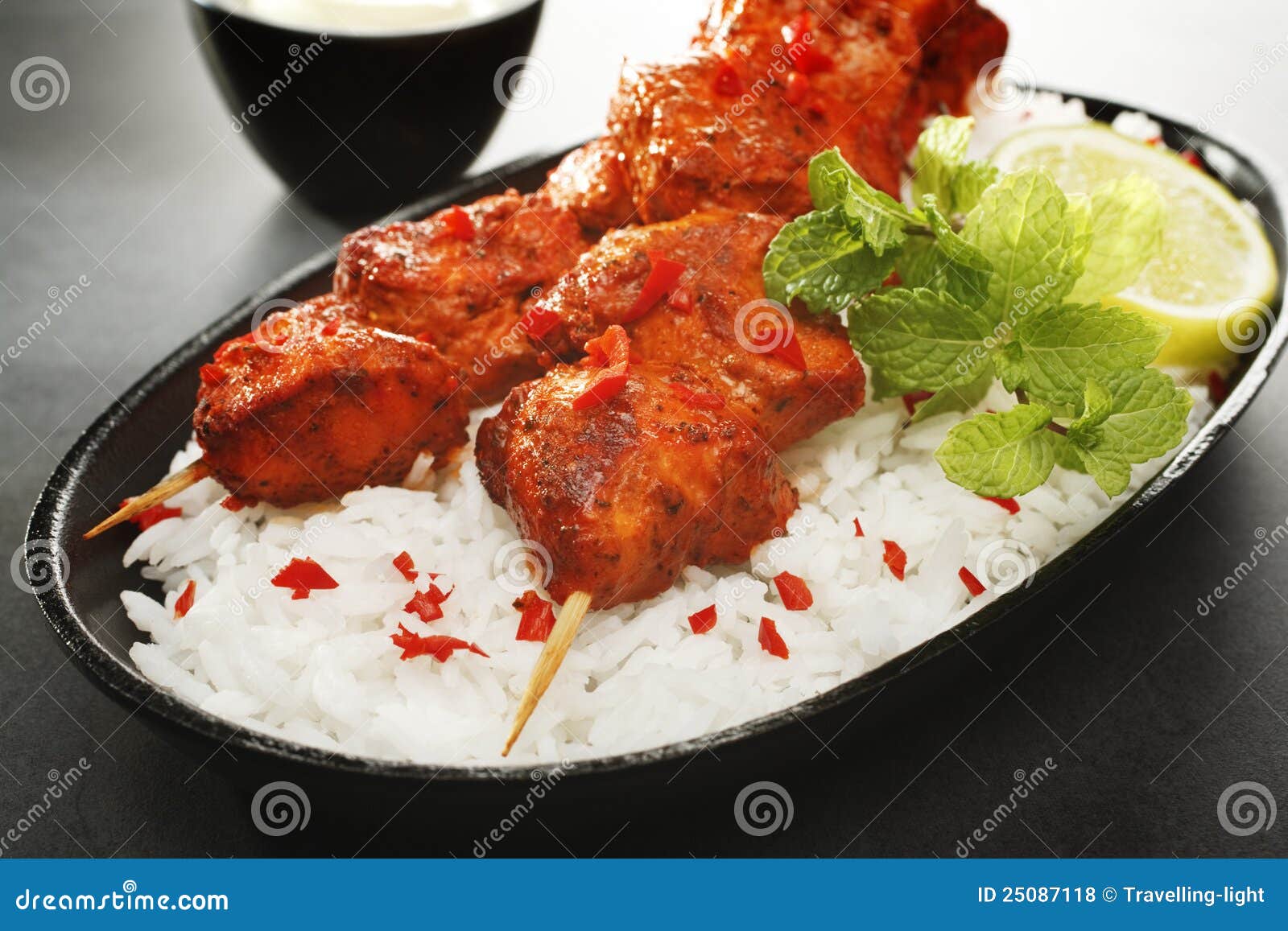 Tandoori Chicken Tikka with Rice Stock Photo - Image of tandoori, dark ...