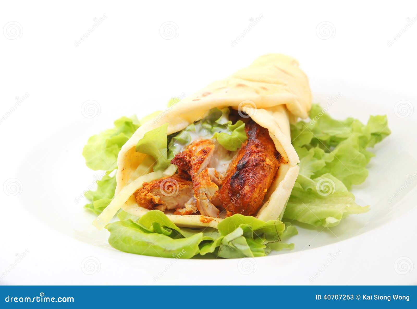 Tandoori chicken wrap stock image. Image of turkey, pitta - 40707263