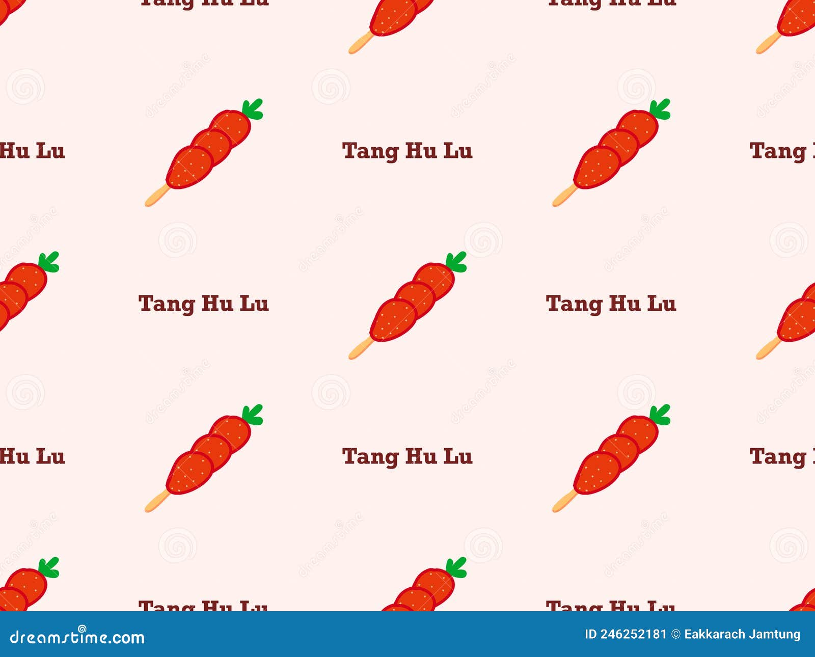 Tang Hu Lu Seamless Pattern on Pink Background Stock Illustration ...