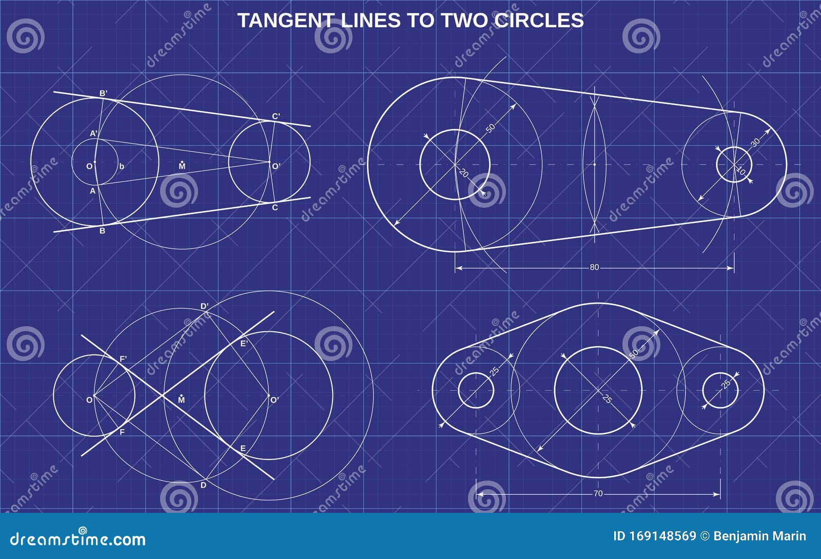 Tangent Lines To Two Circles Stock Vector - Illustration of background ...