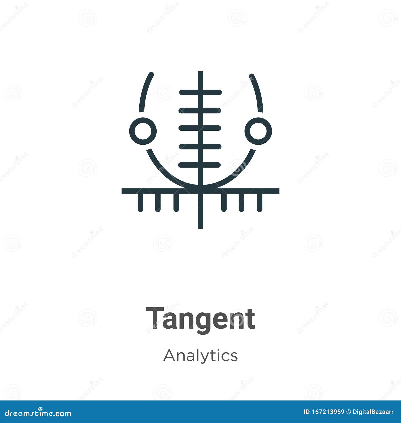 Outline Tangent Vector Icon. Isolated Black Simple Line Element ...