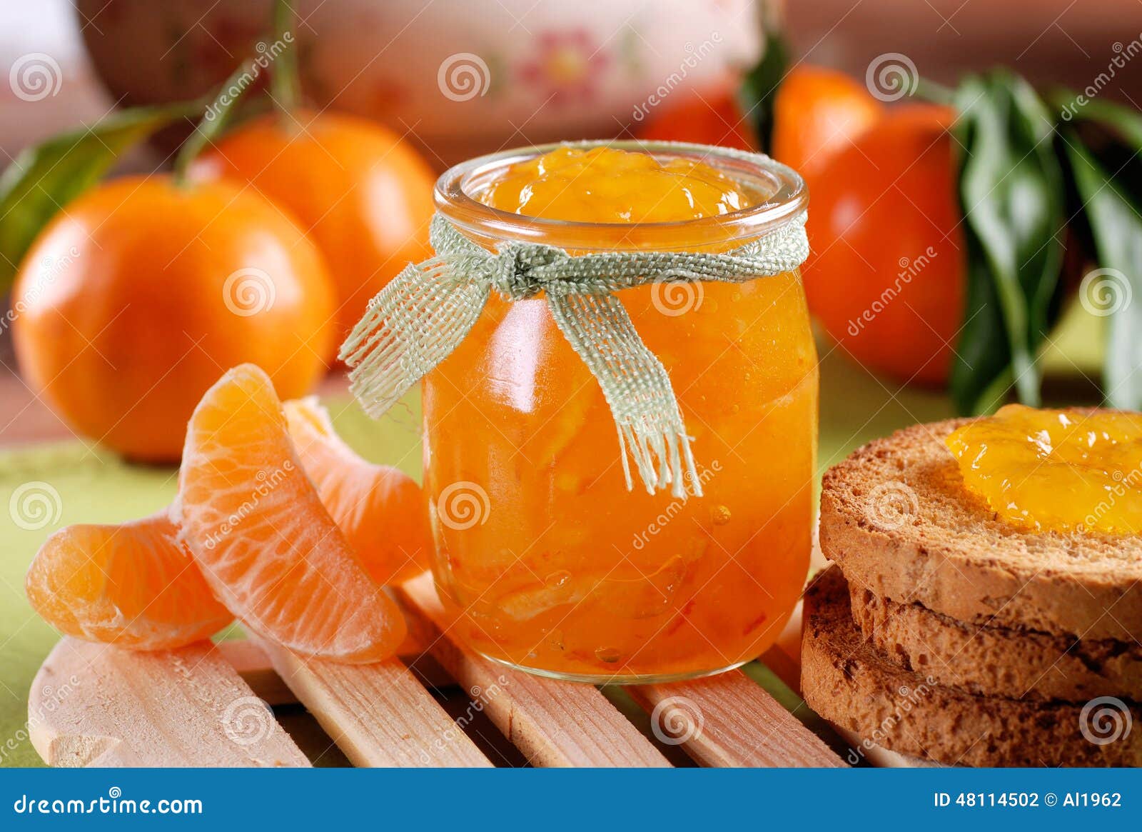 Tangerine jam in glass jar stock photo. Image of health - 48114502