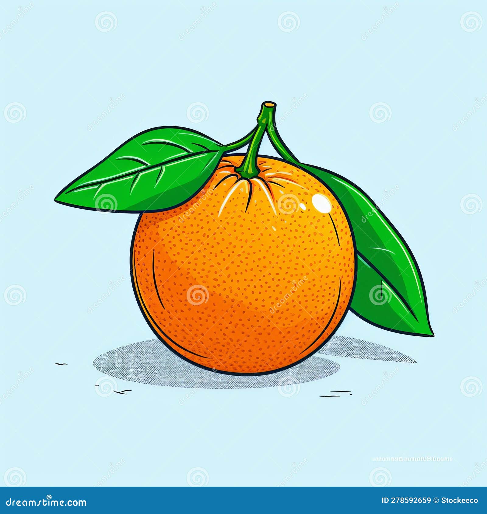Tangerine Marker Drawing in Flat 2d Vector Stock Illustration ...