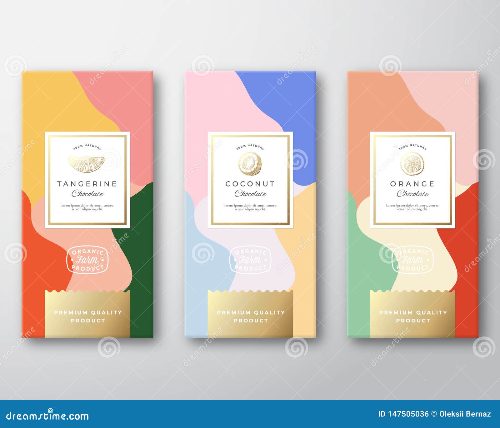 Coconut Chocolate Label Abstract Shapes Vector Packaging Design Layout ...