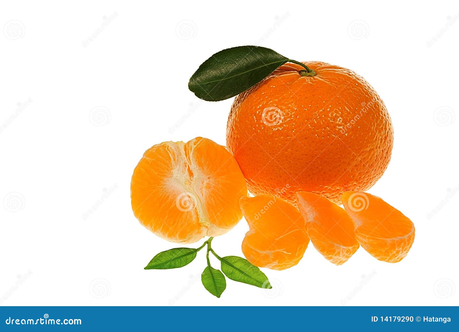 Tangerine Oranges with Segments and Leaves Stock Photo - Image of food ...