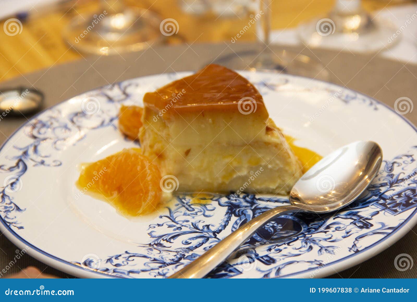 Tangerine Pudding - Caramelized Pudding Dessert with Tangerine Stock ...