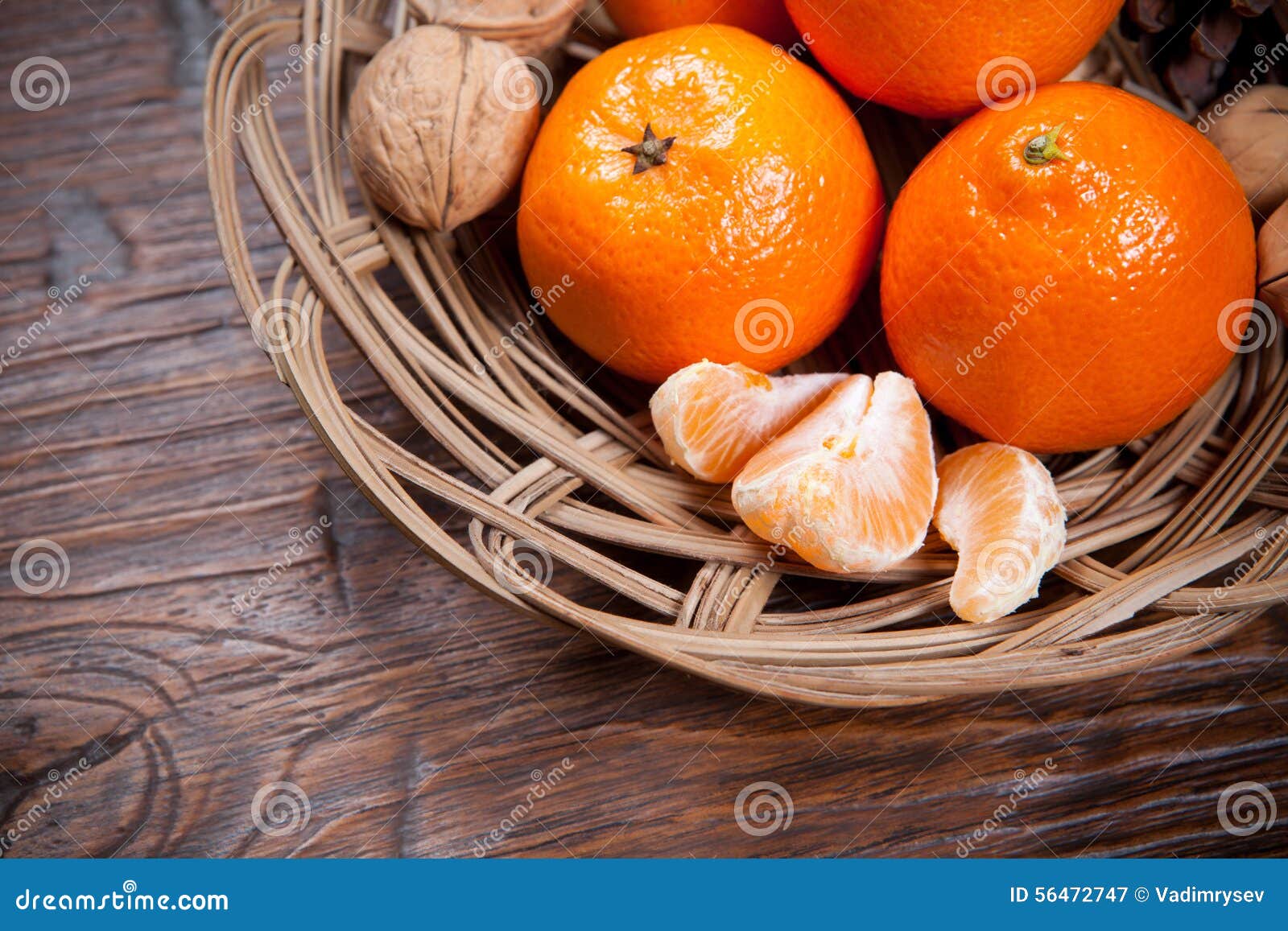 Tangerines on wooden table stock image. Image of mandarine - 56472747