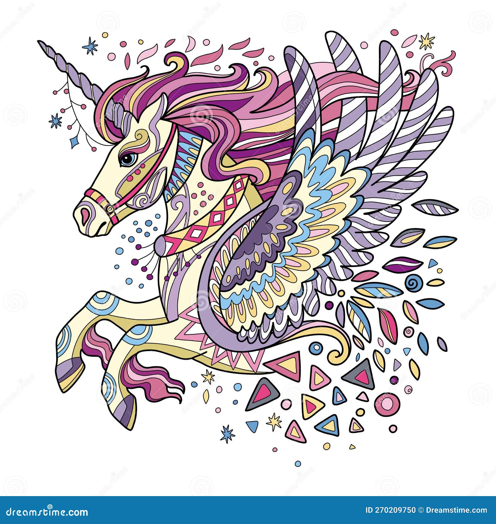 Tangle Abstract Unicorn Vector Colorful Isolated Illustration Stock ...