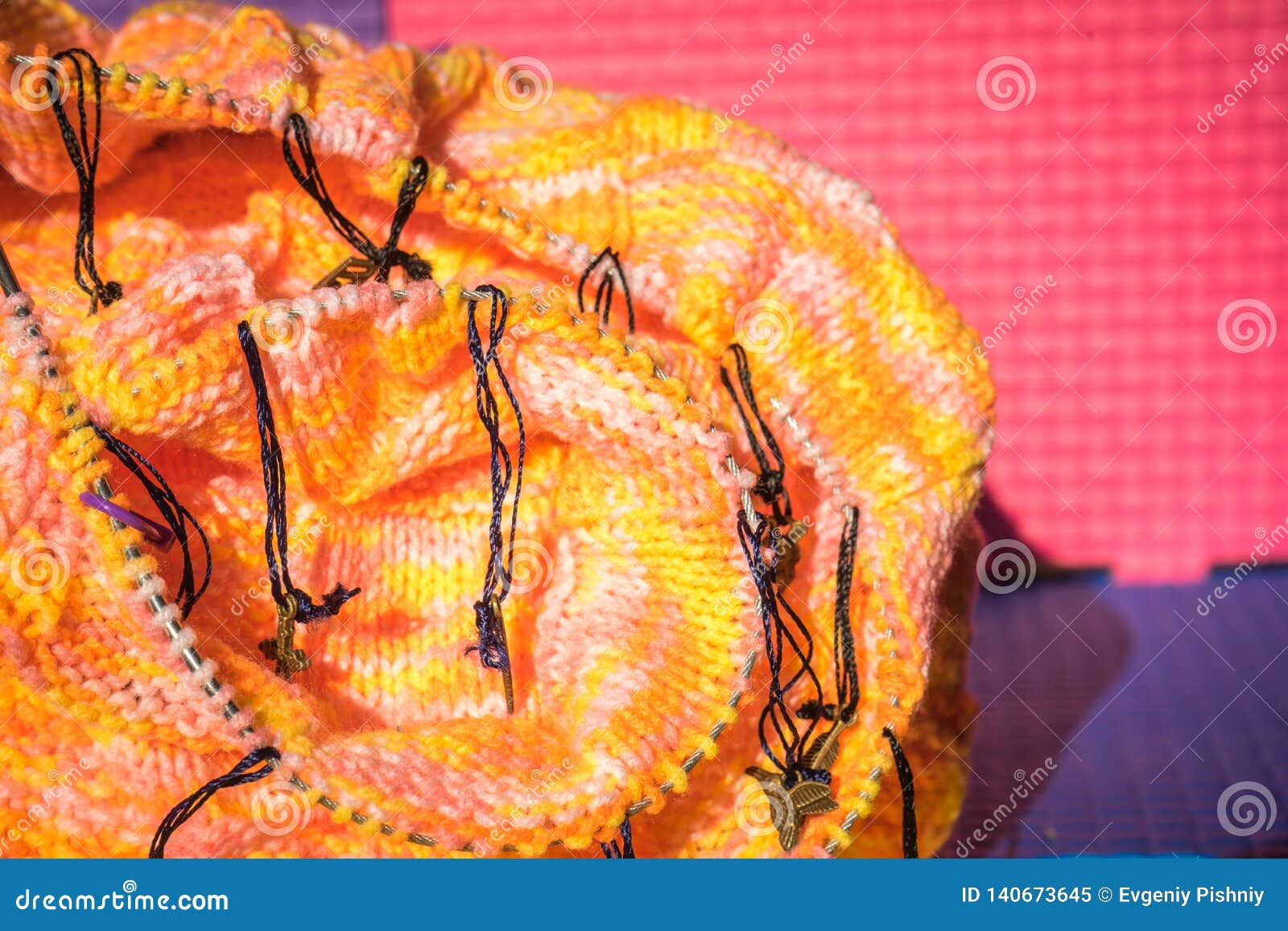 Knitted Thing in the Manufacturing Process Stock Image - Image of green ...