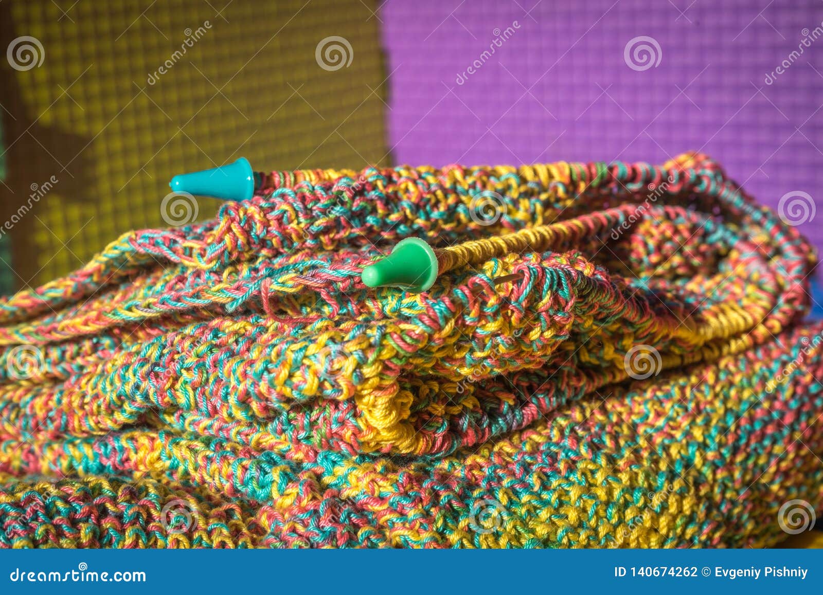 Knitted Thing in the Manufacturing Process Stock Photo - Image of ...