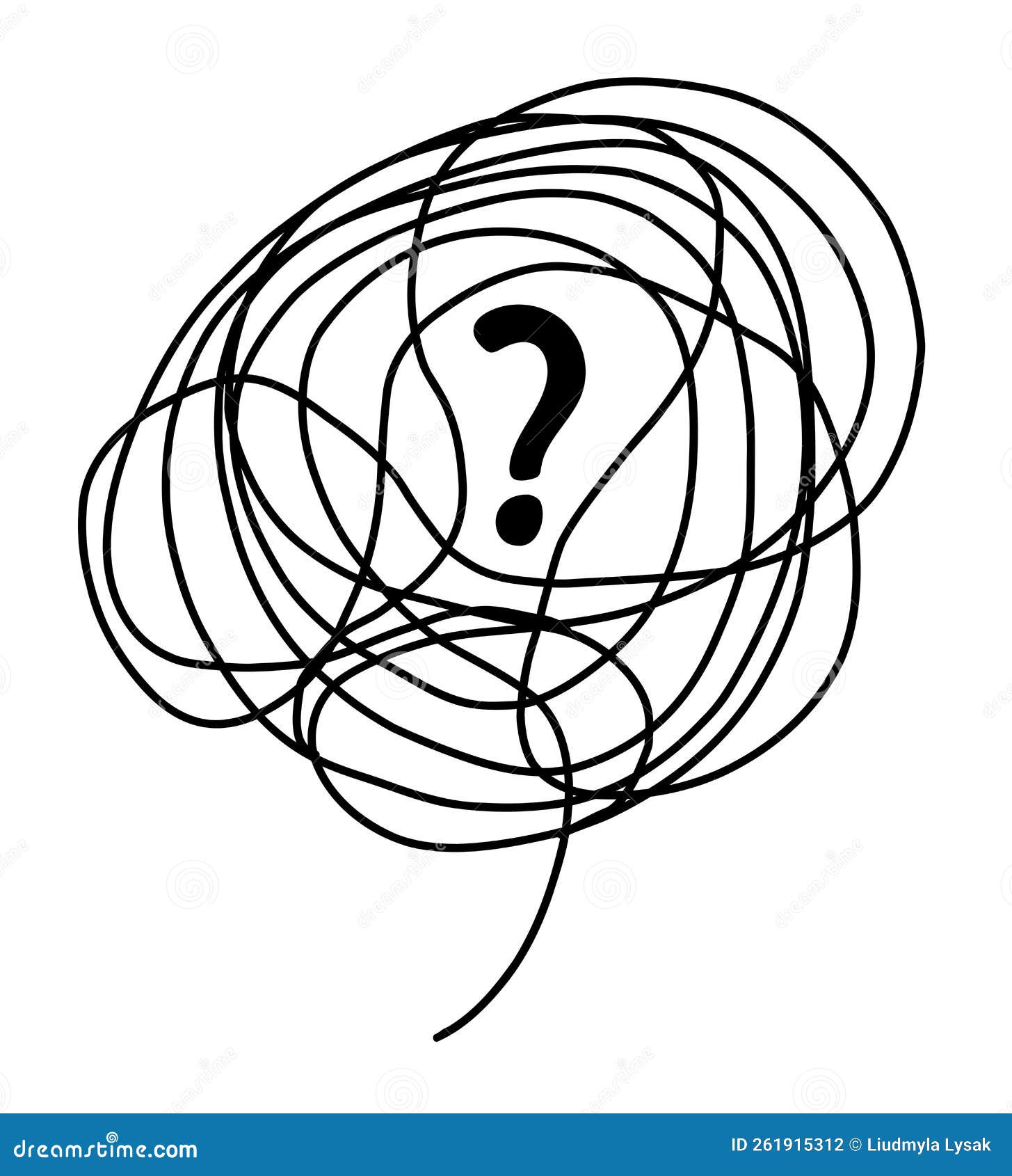 Tangle Bubble of Confused Thoughts with Question Mark. Vector Linear ...