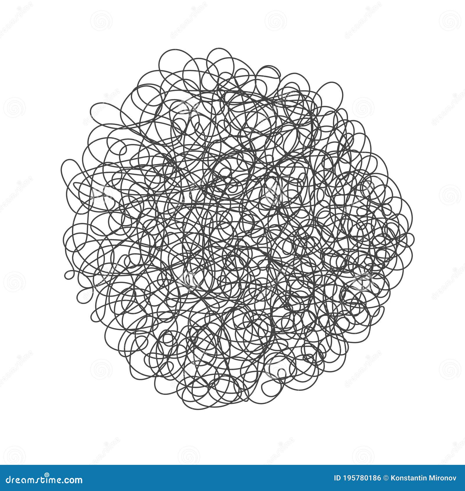 Tangle Chaos Abstract Hand Drawn Messy Scribble Ball Vector ...