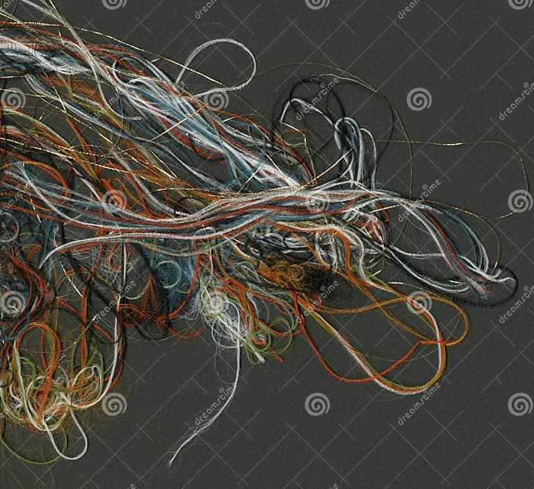 Tangled Colored Threads on a Black Background Rainbow Threads Flowing ...