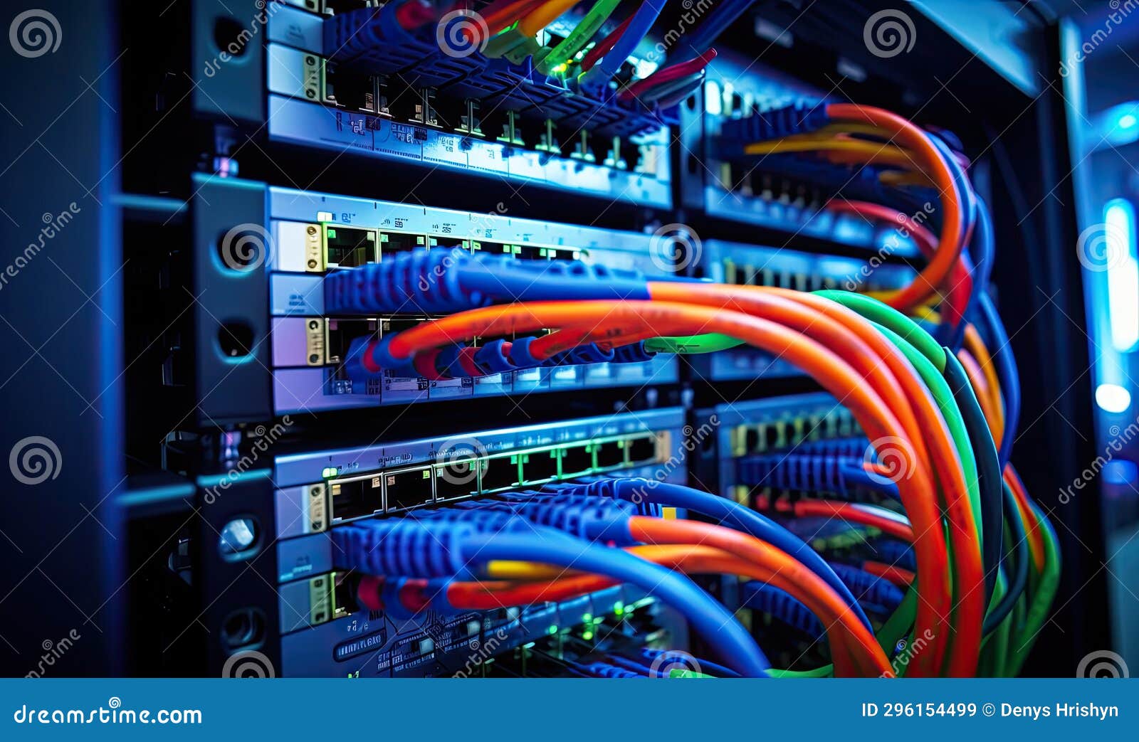 A Tangle of Connected Wires Surrounded by a Server Rack Stock ...