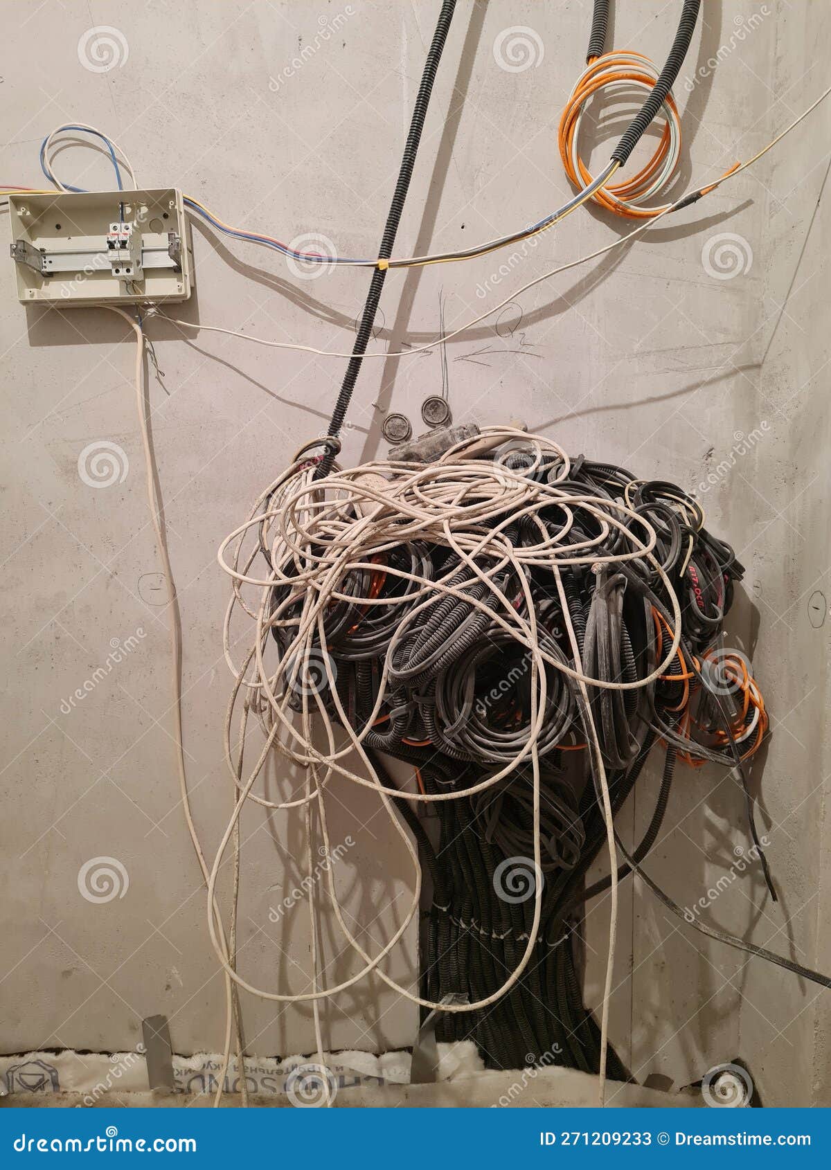 A Tangle of Many Wires during Repairs Stock Image - Image of worker ...