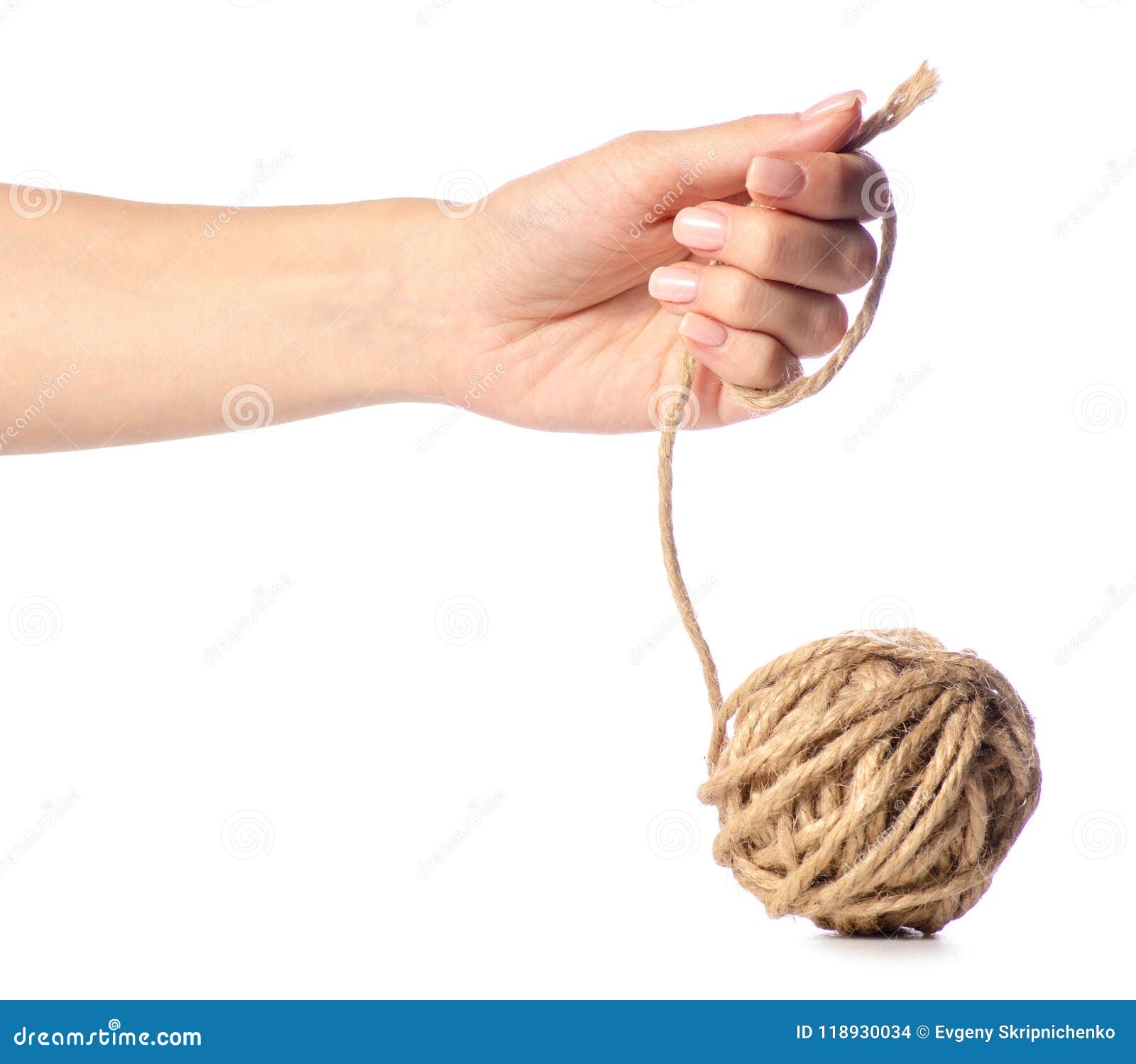 Tangle of rope in hand stock photo. Image of jute, brown - 118930034