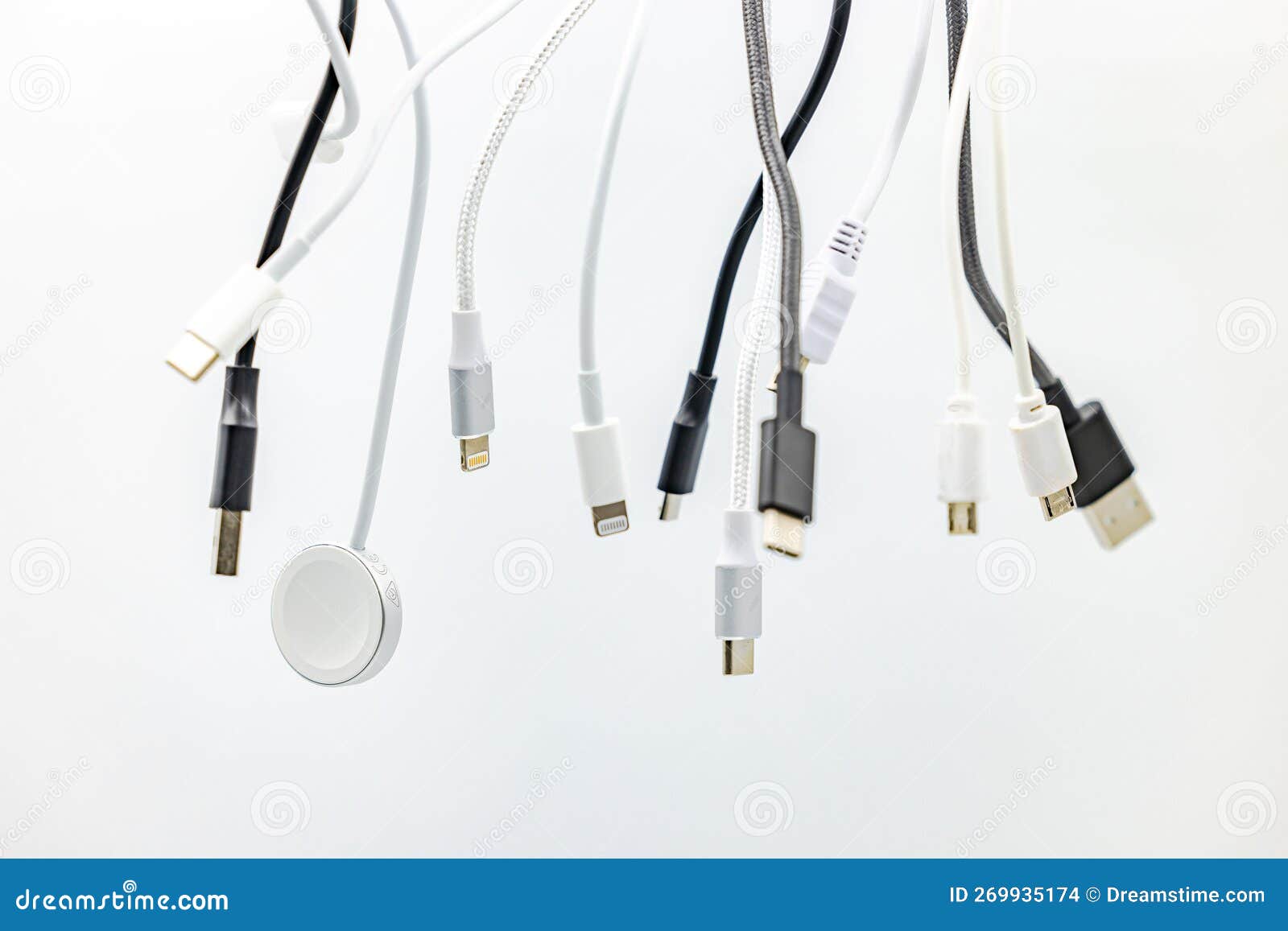 A Mess of Plugs and USB Cables Cropped in Studio Stock Photo - Image of ...