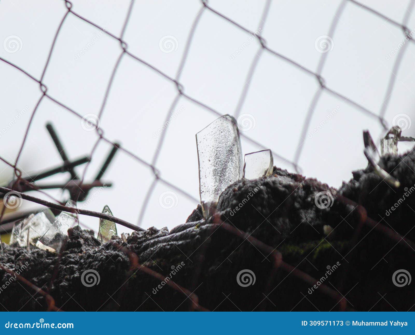 A Tangle of Wire that Forms a Barrier, and Broken Glass Stock Image ...