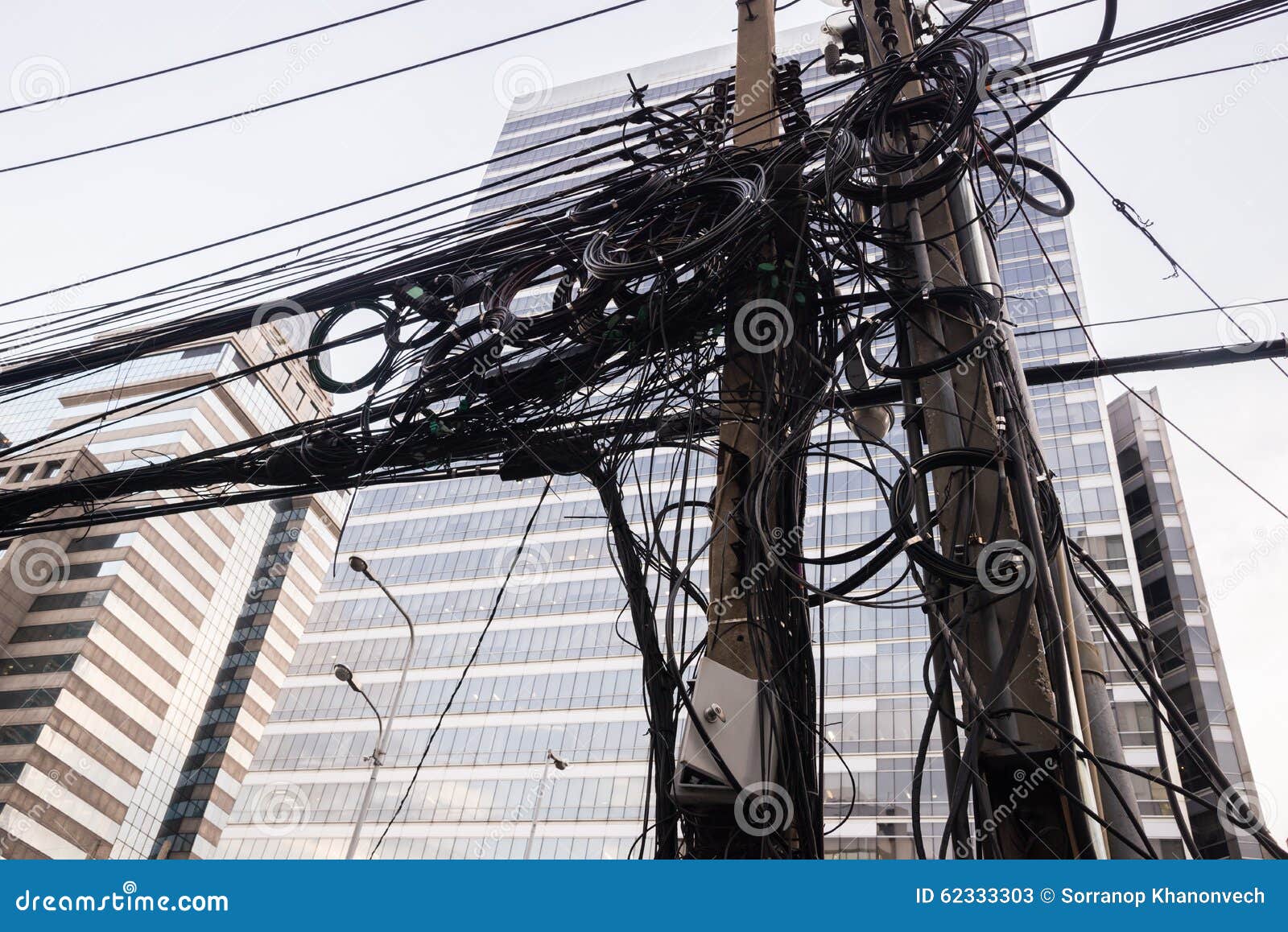 Tangle of Wires in the City. Stock Image - Image of lines, insulators ...