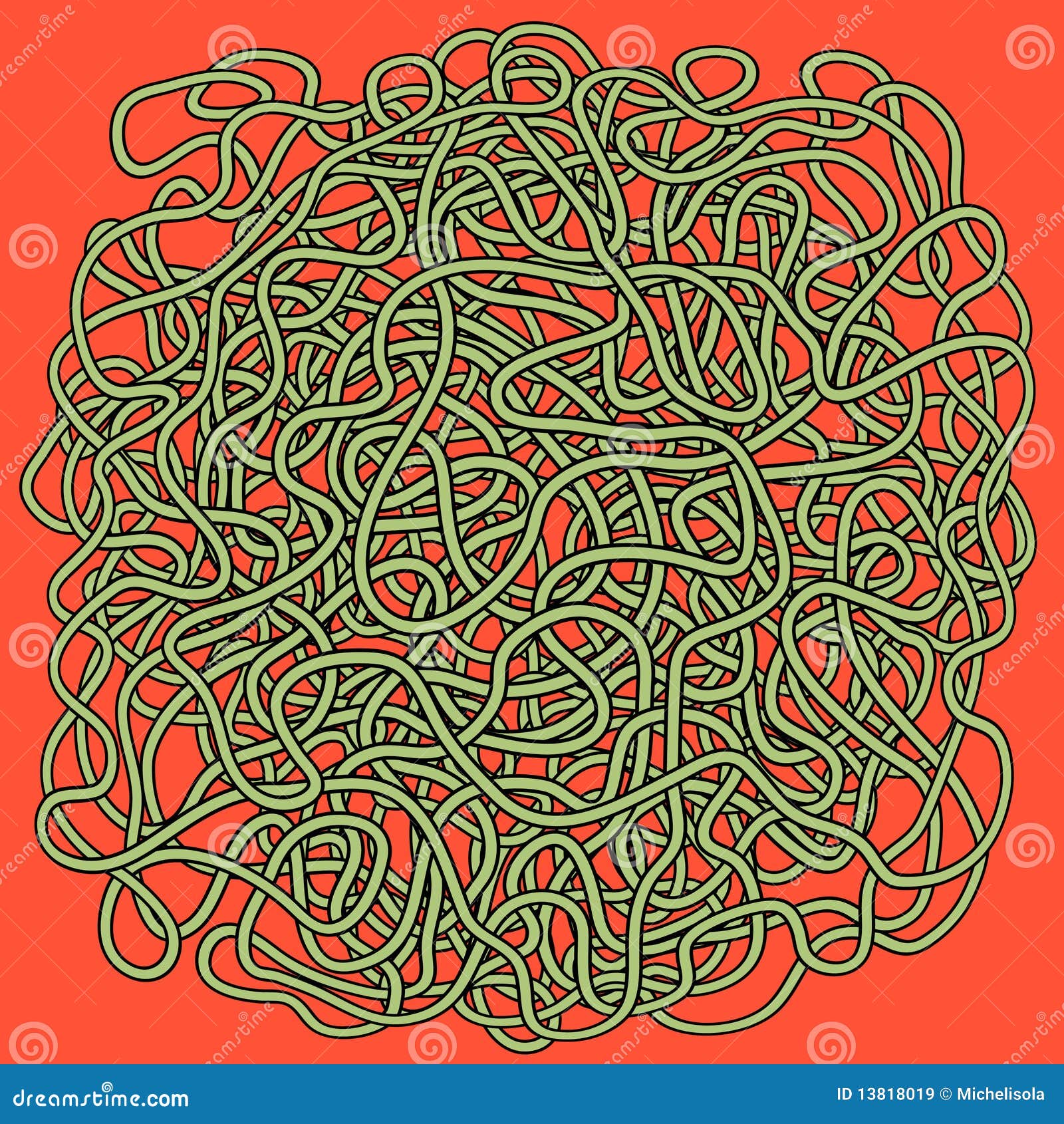 Spaghetti Labyrinth Vector Maze Game Puzzle With Solution In Hidden ...