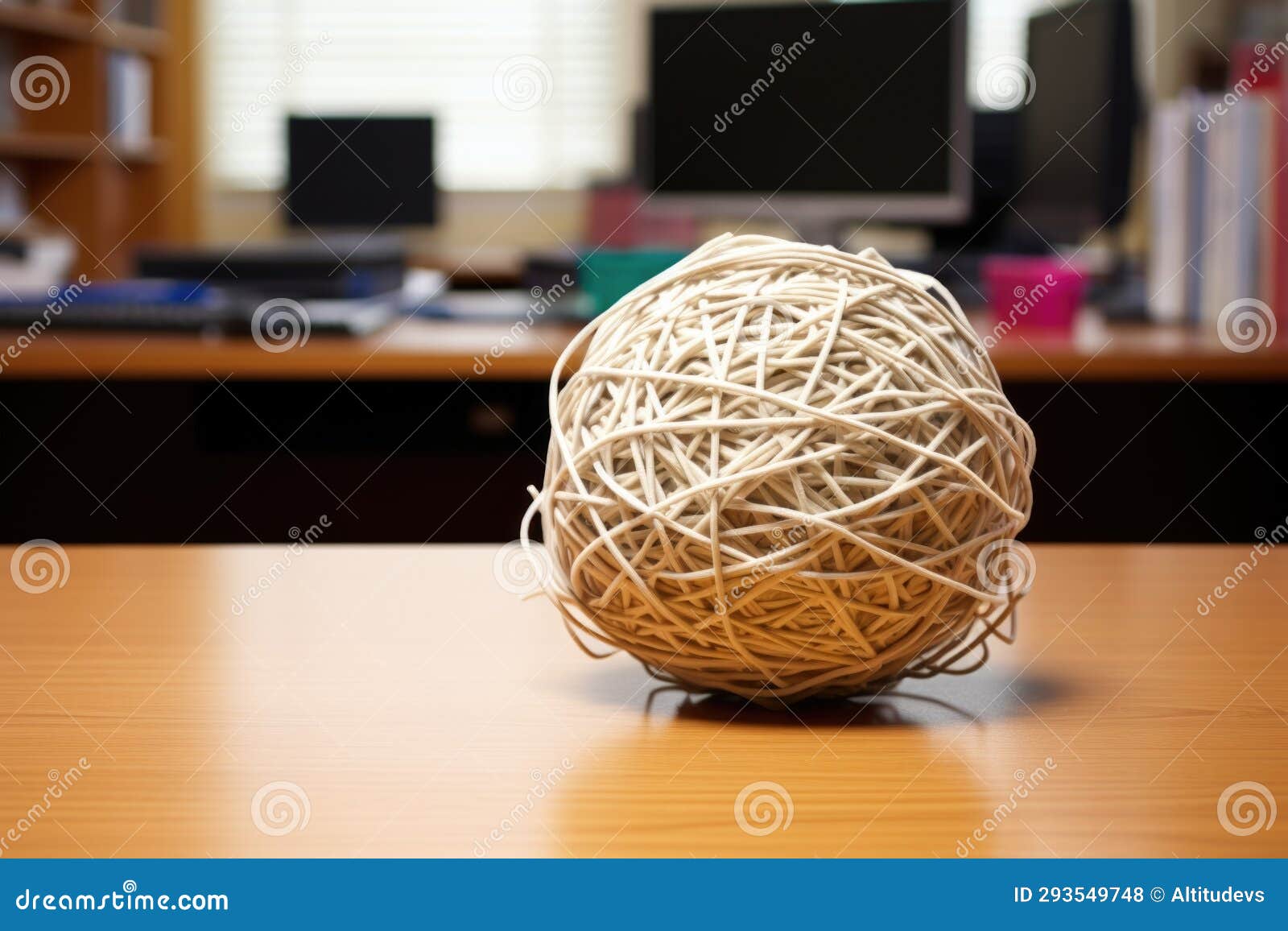 A Tangled Ball of String on a Neat Desk Stock Illustration ...