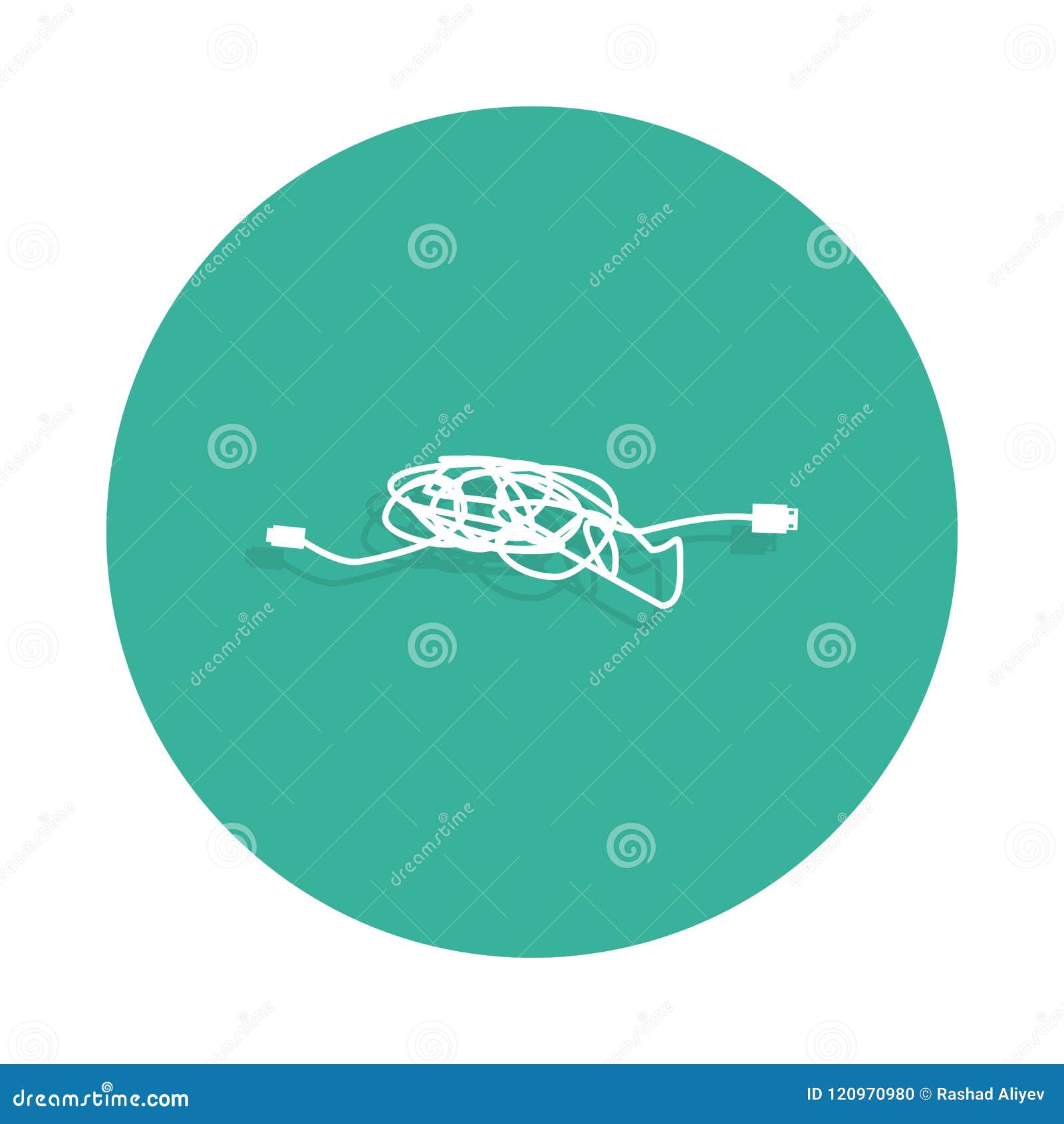 Tangled Cable Icon in Badge Style with Shadow Stock Illustration ...