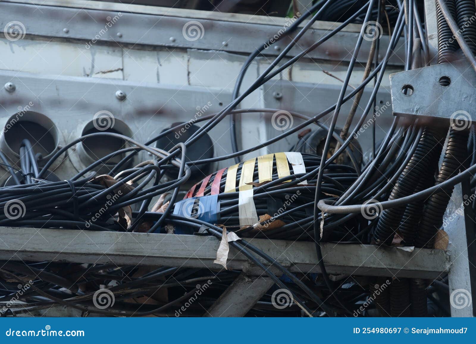 Tangled Cables by the Roadside Stock Image - Image of cable, equipment ...