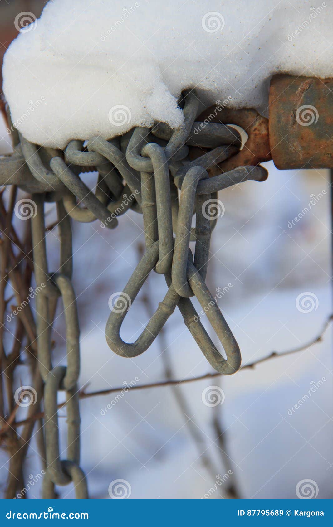 A Tangled Chain Covered in Snow Stock Image - Image of gray, winter ...