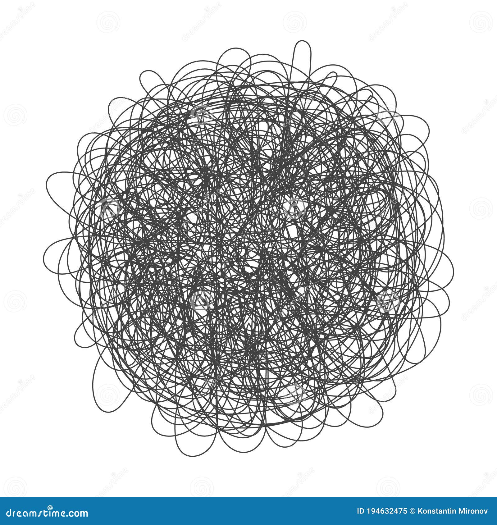 Tangled Chaos Abstract Hand Drawn Messy Scribble Ball Vector ...