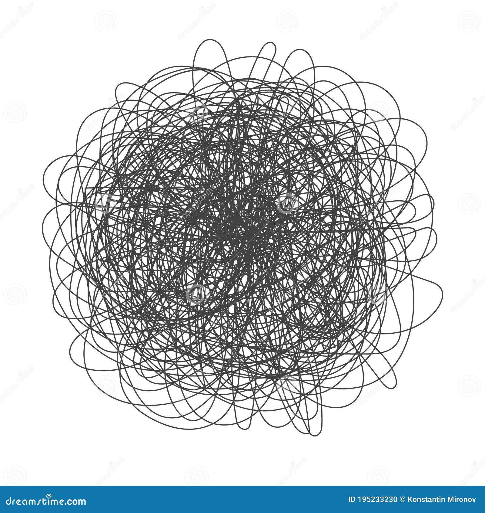 Tangled Chaos Abstract Hand Drawn Messy Scribble Ball Vector ...