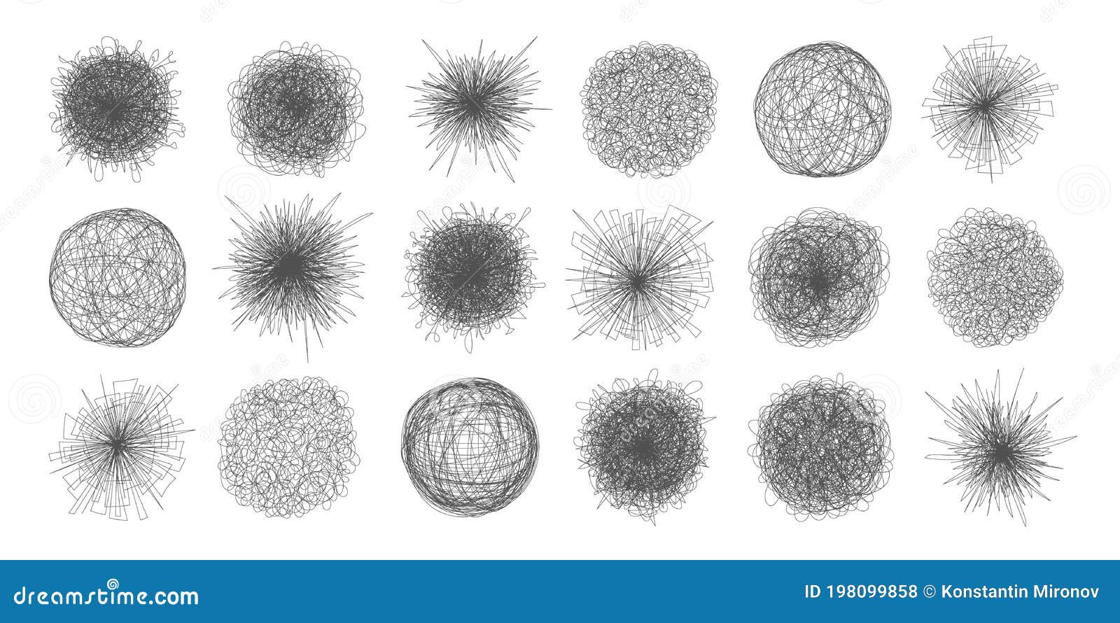 Tangled Chaos Abstract Hand Drawn Messy Scribble Ball Vector ...