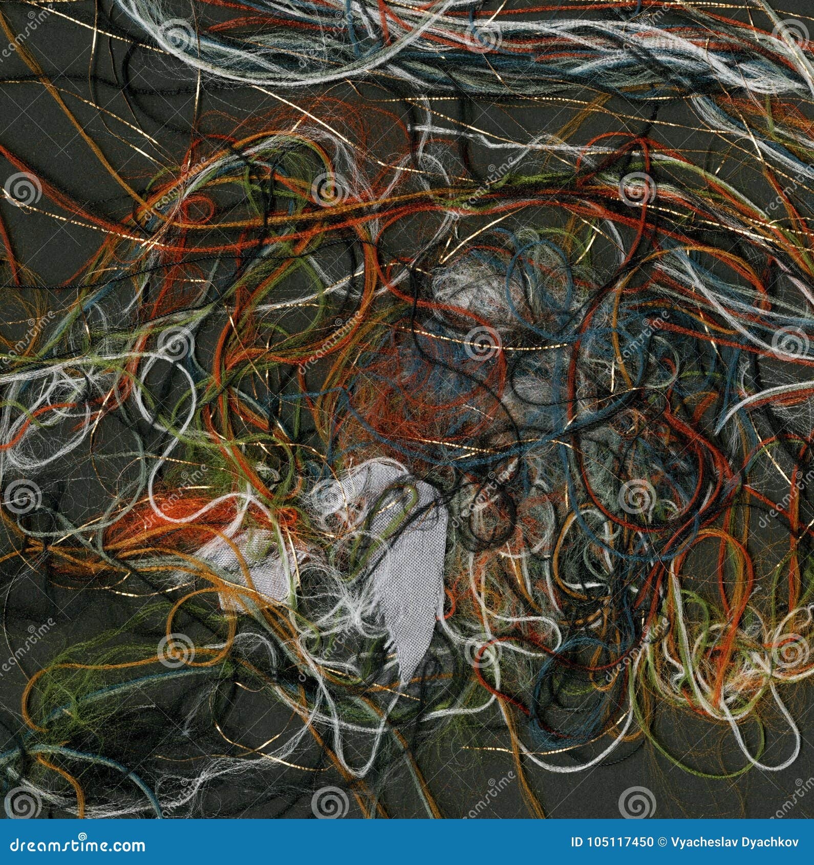 Tangled Colored Threads on a Black Background Rainbow Threads Flowing ...