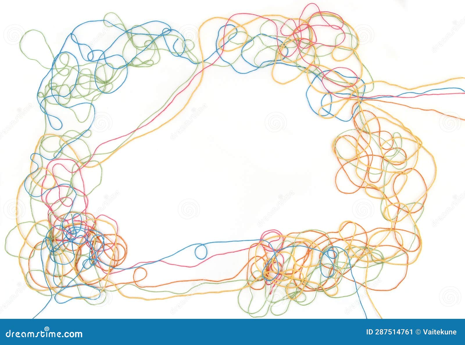 Tangled Colorful Cotton Threads Isolated on White Background. Stock ...