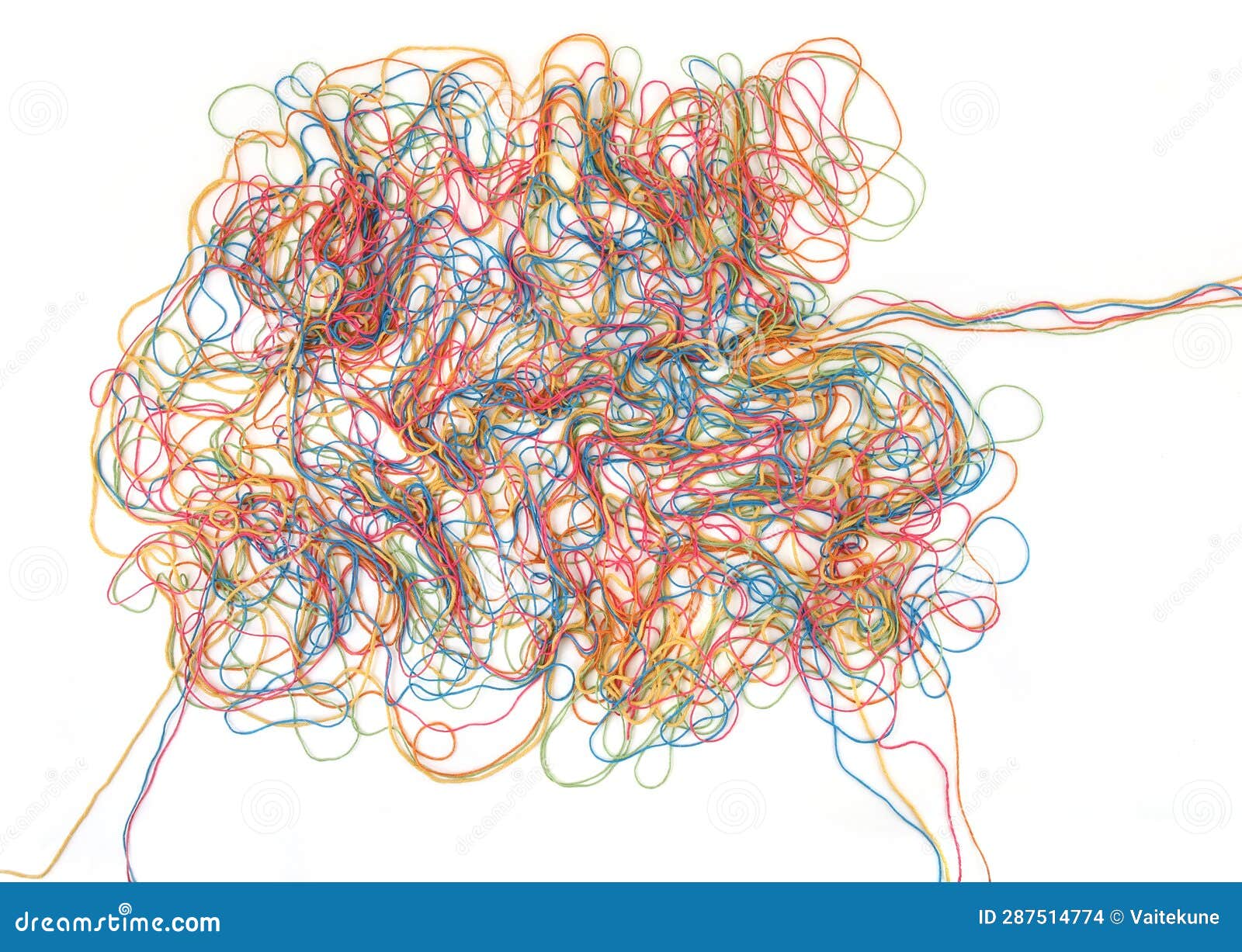 Tangled Colorful Cotton Threads Isolated on White Background. Stock ...