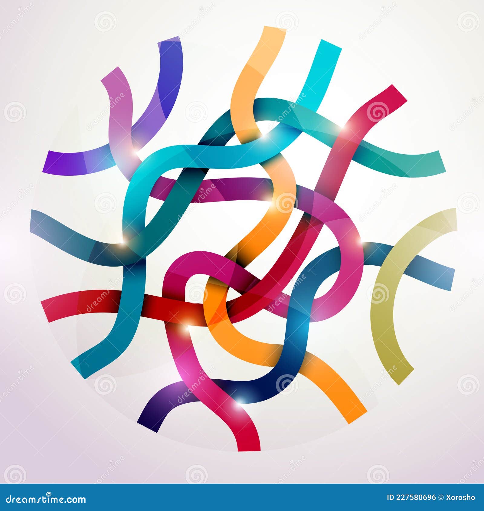 Tangled Colorful 3d Circles Seamless Pattern On Pink Background Vector ...