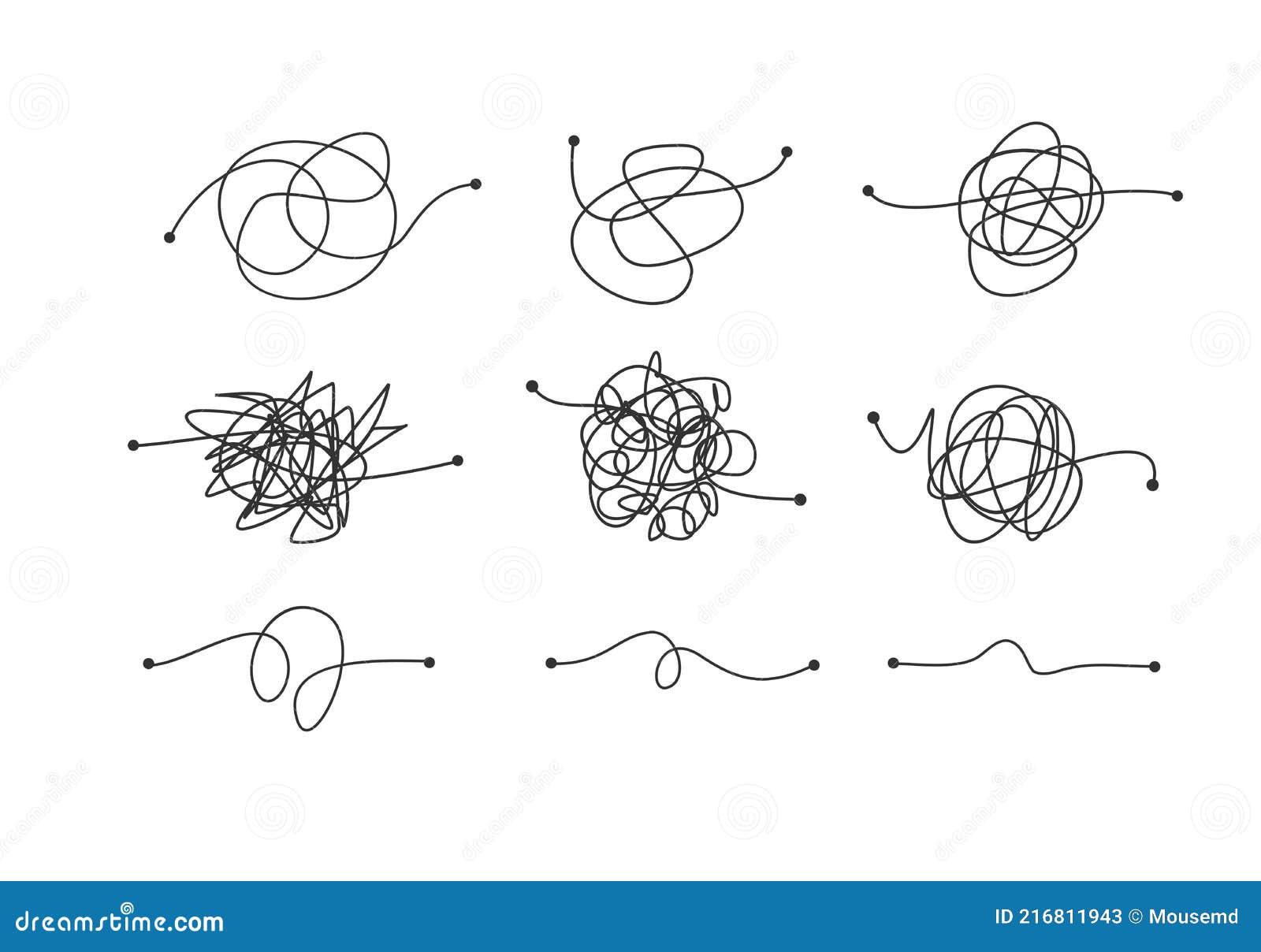Tangled Confused Scribble Thin Line Arrow Set. Vector | CartoonDealer ...