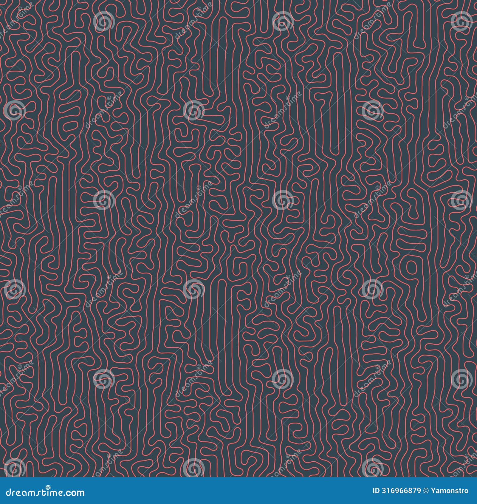 Tangled Curved Lines Psychedelic Complexity Pattern Vector Red Black Abstraction Stock Vector ...