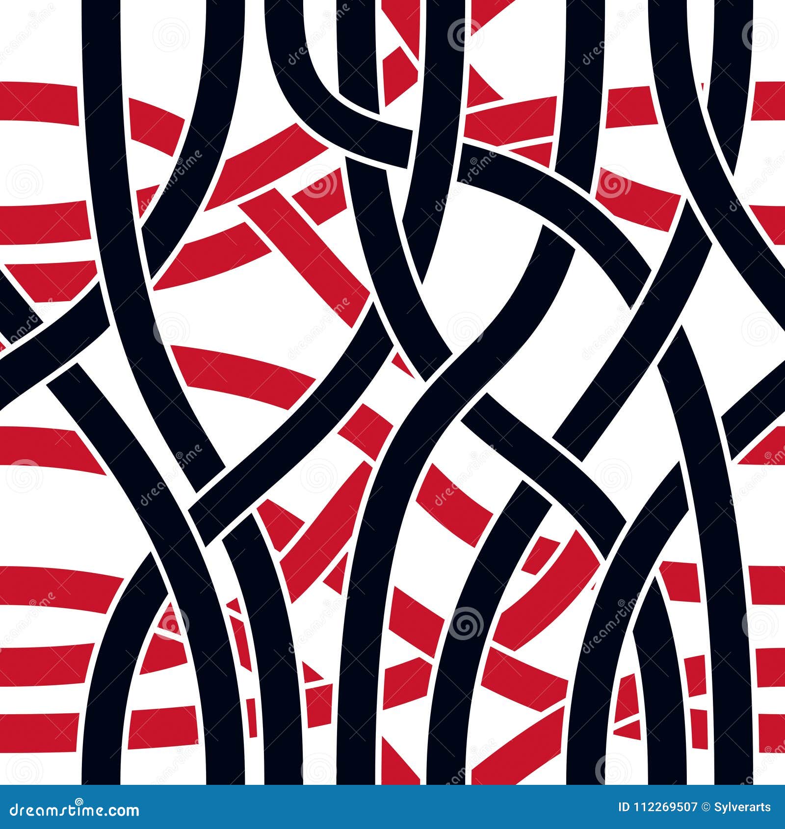 Tangled Curvy Lines Seamless Pattern, Vector Repeat Endless Back Stock ...