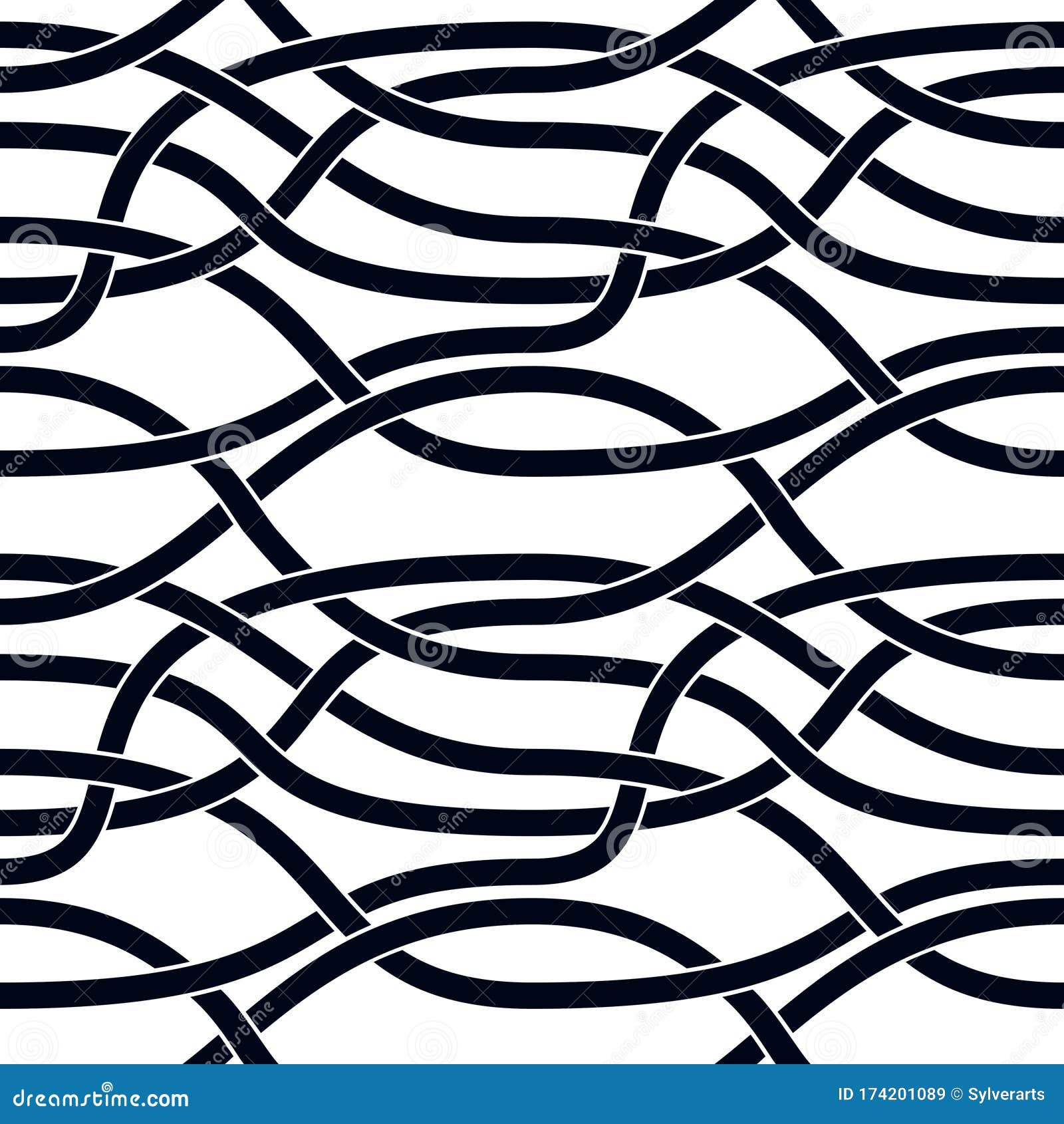 Tangled Curvy Lines Seamless Pattern, Vector Repeat Endless Background ...